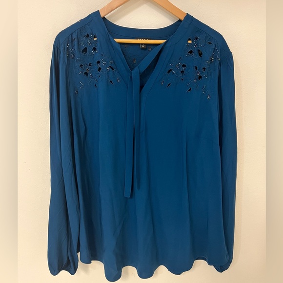 torrid | Tops | Torrid Long Sleeve Blue Green Blouse In Plus Size 2 ...